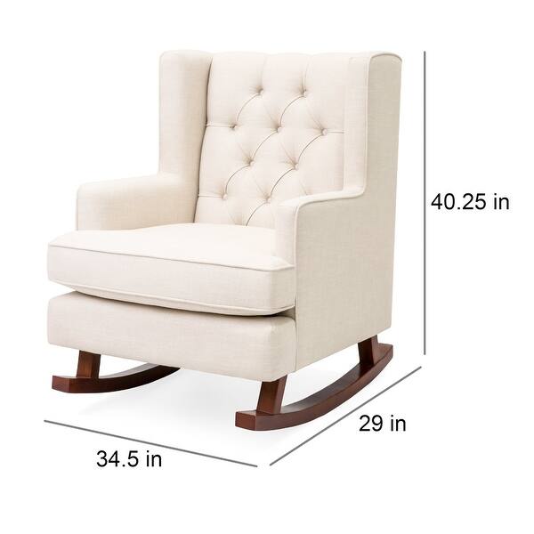 Beige Soft Tufted Upholstered Wingback Rocker Rocking Chair - Bed Bath ...