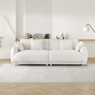 86.6" Teddy velvet large bread sofa with four pillows and hardware feet ...