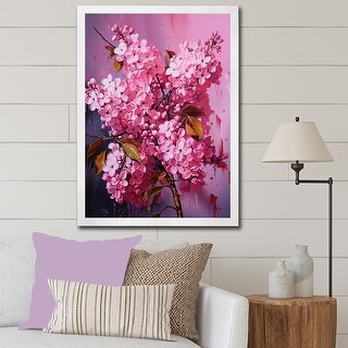 Designart "Neon Pink Lilacs Pop Beauty Unveiled" Lilacs Framed Wall ...