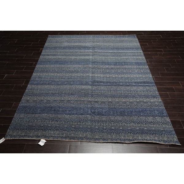 Hand Knotted Blue Wool Modern & Contemporary Oriental Area Rug (8x10 ...