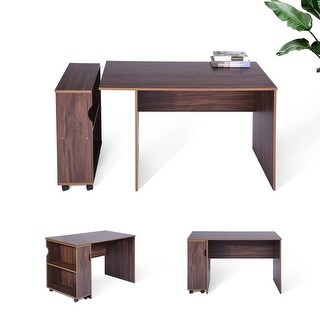 47.4" L Computer Desk, Writing Desk with Movable Bookcase - Bed Bath ...