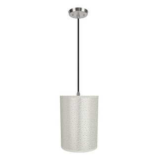 Aspen Creative 1-Light Fabric Lamp Shade Hanging Pendant, Ivory - SATIN NICKEL - SATIN NICKEL ...