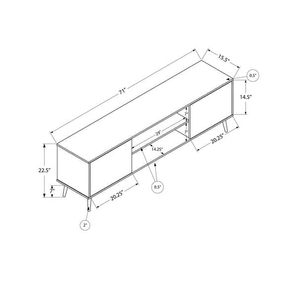 Contemporary Media Console with Natural Laminate Finish and Wood Legs ...