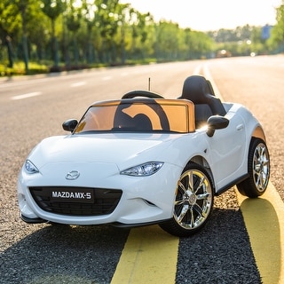 White Licensed MAZDA Kids Ride on Car with Parents Remote Control Three ...