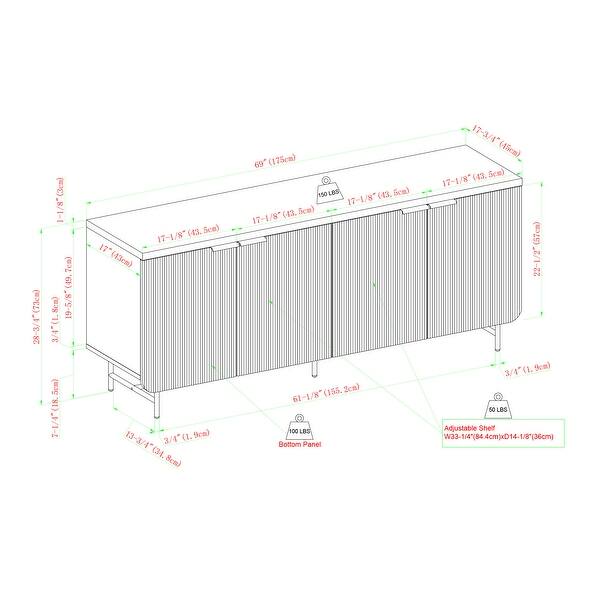 Middlebrook Minimal Fluted Four-Door Buffet Sideboard - Bed Bath ...