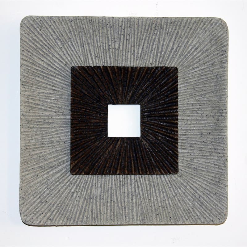Square Shaped Wall Decor with Ribbed Details, Medium, Brown and Gray ...
