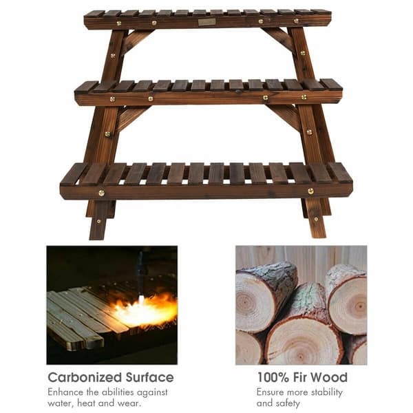 Gymax 3 Tier Step Design Plant Shelf Rack Freestanding Ladder Flower ...