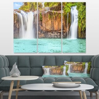 Designart "Dry Sap Waterfall" Photography Canvas Art Print - 36x28 - 3 ...