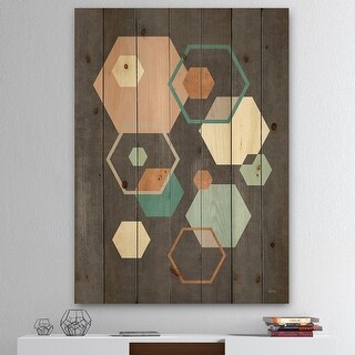 Designart 'Geometric hexagons Pattern IV' Transitional Print on Natural ...