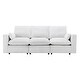White Teddy Fabric 3-Seat Sofa with Removable Cushions - Bed Bath ...