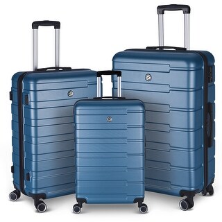 Suitcase Sets 3 Piece Dark Blue Hardside Expandable Carry-on Luggage ...