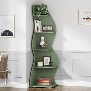 Corner Shelf Bookcase Bookshelf with Unique Shape for Living Room, Home ...