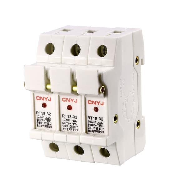 DIN Rail Mount Fuse Holder 3 Pole RT18-32 10mmx38mm with Indicator ...