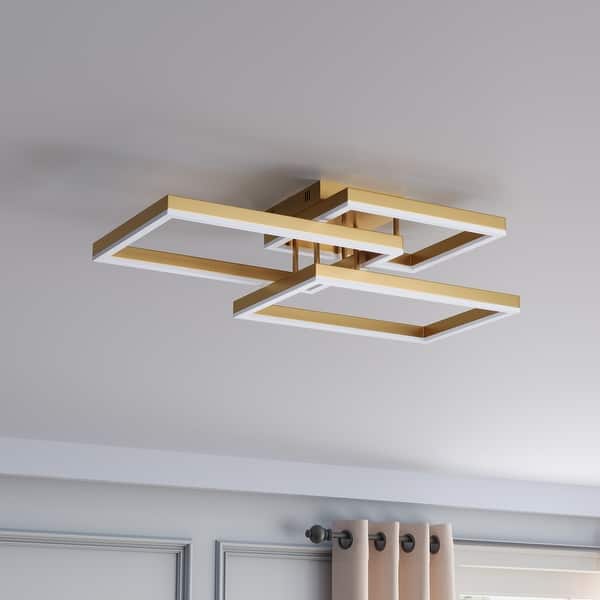 Modern 3-Rectangle Dimmable LED Semi Flush Mount Ceiling Light Fixture ...