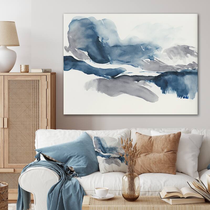 Designart 'Through The Sapphire Blue Clouds I' Abstract Liquid Ink ...