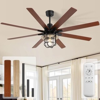 Large 66 Ceiling Fan with Light and Remote Low Profile Modern Fan Light ...