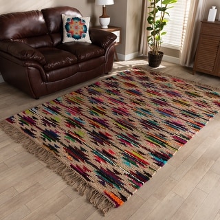 Zurich Modern Multi-Colored Handwoven Hemp Blend Area Rug - 5' x 8 ...