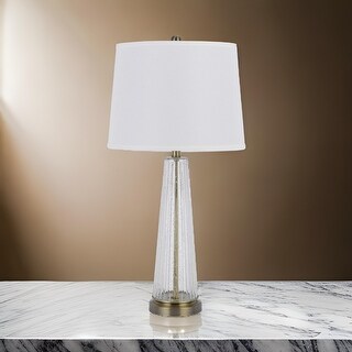 31 Inch Table Lamp Set of 2, White Shade, Tapered Glass Body, Metal ...