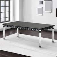Luna 72-90 Inch Extendable Dining Table, Mirrored Legs, Wood, Black ...