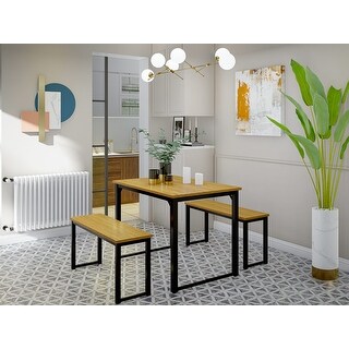East West Furniture Metal Frame Dining Set Contains a Rectangle Table ...