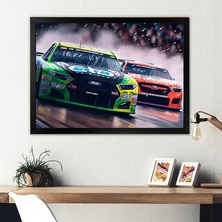 Designart "Stock Car Racing Last Lap IV" Modern Framed Art Print - Bed ...