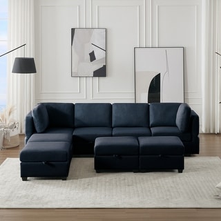 Modular U-Shaped Sectional Sofa with Adjustable Arms and Backs Sofa ...