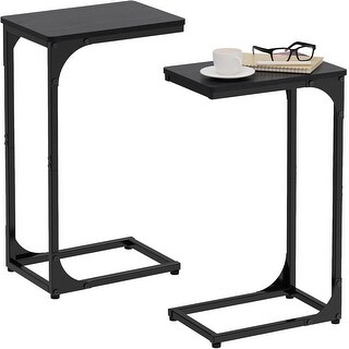Slim C-Shaped End Tables Set of 2, Modern Side Tables for Sofa, Bedroom ...