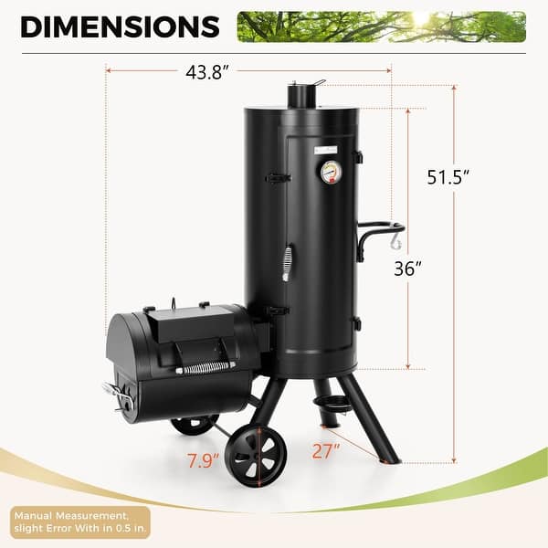 MAISON ARTS Extra Large Charcoal Vertical Smoker Grill & Offset Smoker ...