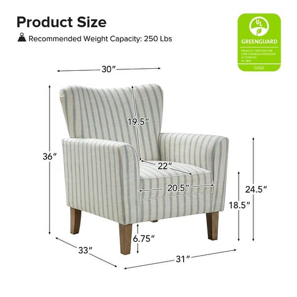 HULALA HOME Warren Farmhouse Striped Wingback Chair with Solid Wood ...