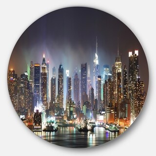 Designart 'New York Times Square in Blue Light' Cityscape Large Disc ...