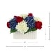 Red, White and Blue Hydrangea and Rose Arrangement in Pleated Vase ...