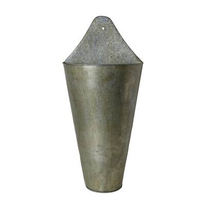 Traditional Style Semi Conical Shaped Iron Wall Bucket, Gray ...