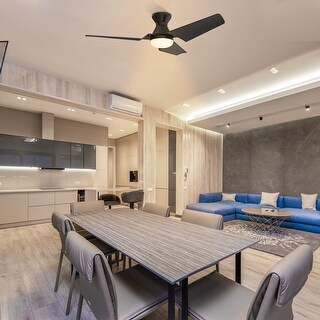 Abbott 52-inch Indoor Smart Ceiling Fan, Dimmable LED Light Kit and ...