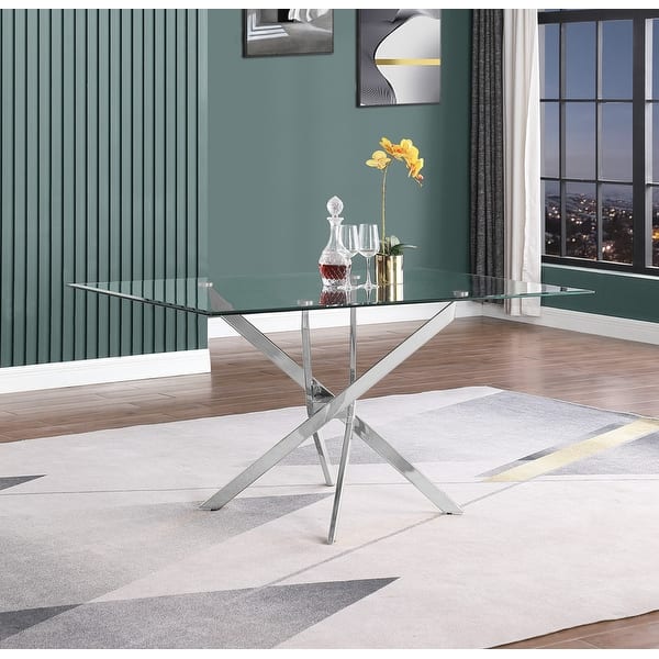 Best Quality Furniture Rectangular Glass top dining table - Bed Bath ...