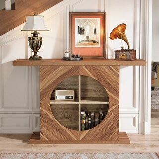 Rustic Brown All-Wood Entryway Table with 4 Cubes for Living Room - Bed ...