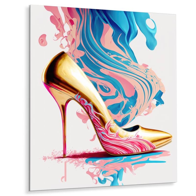 Designart 'Pink And Blue Art Deco High Heel Shoes III' Fashion Shoes ...