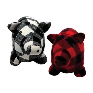 Plush Plaid Pig Door Stopper with Weighted Bottom - 2 Assorted Styles ...