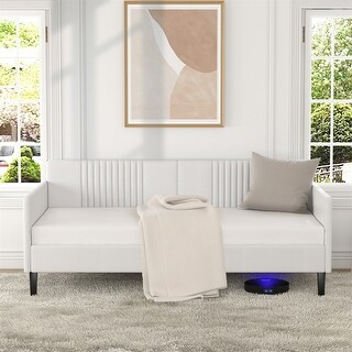 Linen Upholstered Daybed,Modern Design,with Vertical tufting Backrest ...