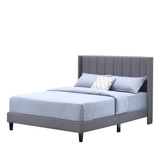 Bed Frame Set, Beds Headboard with Wings & Platform & Slats - Bed Bath ...