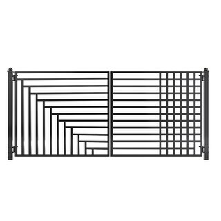 ALEKO Modern Kyiv Style Garden Dual Swing Steel Driveway Gate 12 ft ...