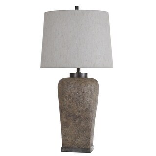 StyleCraft Ramsey Stone Effect Table Lamp with Oatmeal Tapered Drum ...