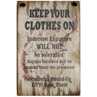 Cowboy Signs Wood Wall Hanging Keep Your Clothes On White Black - Bed ...