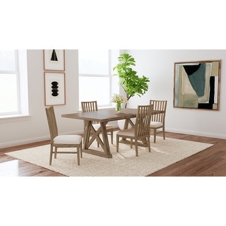 Simply Solid Bruckner Trestle Dining Table 5pc Set - Bed Bath & Beyond - 42694318