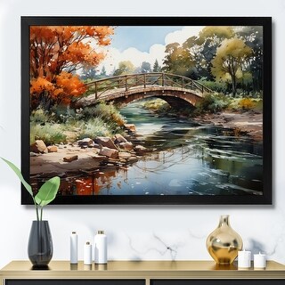 Designart "Beige Bridge Impressionist Crossing An I" Architecture ...