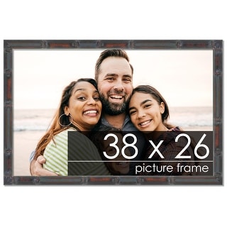 38x26 Bamboo Walnut Complete Wood Picture Frame with UV Acrylic, Foam ...