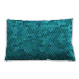 Ahgly Company Patterned Indoor-Outdoor Bright Turquoise Blue Lumbar ...