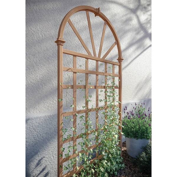 77-inch Outdoor Vinyl Lattice Garden Trellis with Arched Top - 77.25 ...