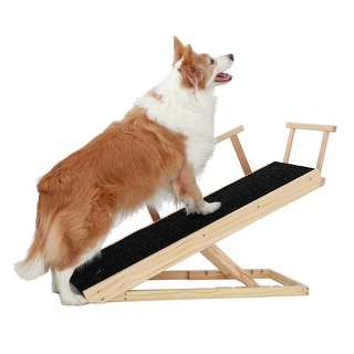 Wooden Pet Ramp Dog Step Folding Portable Adjustable Traction Mat - Bed ...