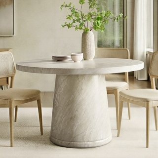 HULALA HOME Watterson Modern Concrete Top Dining Table with Faux Marble ...