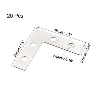 Flat Angle Bracket Plate L Shape Repair Brace, 38mmx38mm Silver Tone ...